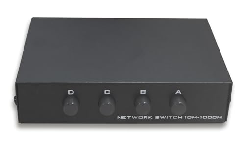 Toptekits 4 Port Way 8P8C RJ45 Network Ethernet Manual ABCD Sharing Switch Box,4 Ports Network Switch Splitter Selector Hub 4-in 1-Out or 1-in 4-Out