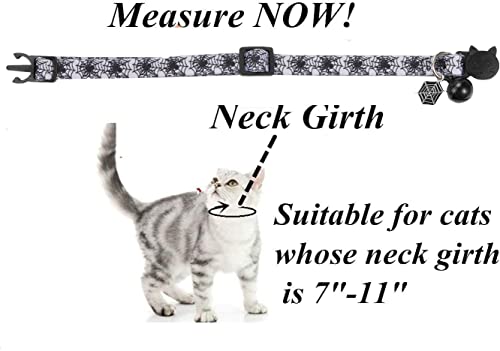 BoomBone Cat Collar Halloween Set of 2, Skull Cat Collar for Small Dogs, Holiday Kitten Collar with Bell