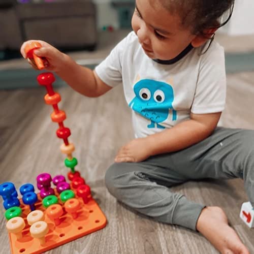 Skoolzy Peg Board Toddler Stacking Toys - Plastic Peg Board Toddler Toys