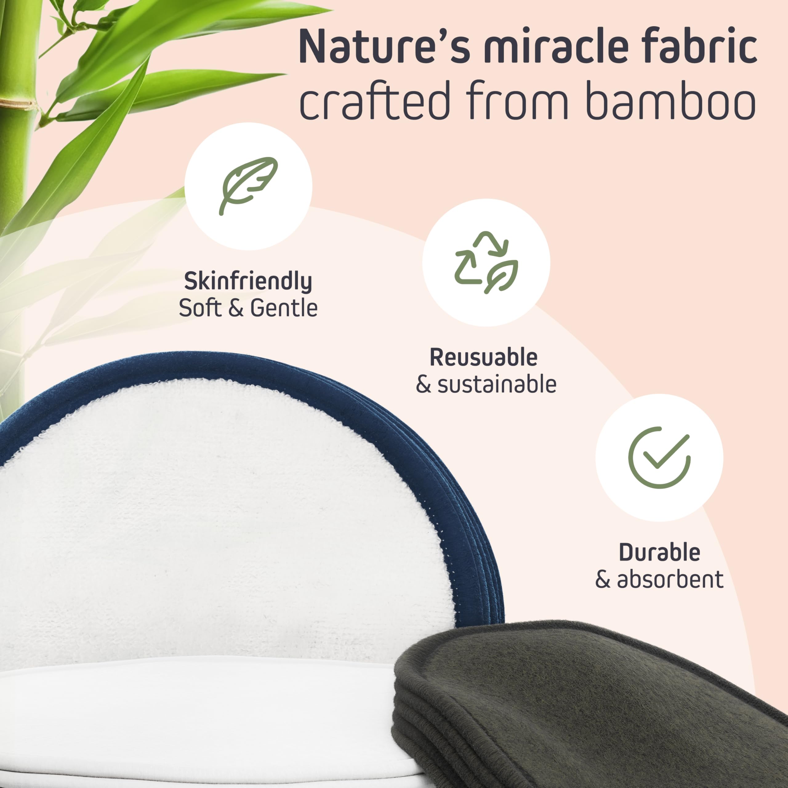 Ecolifestyle Reusable Makeup Remover Pads (20 Pack) - Reusable Cotton Rounds with Laundry Bag & Metal Storage Box | Eco-Friendly, Zero Waste | Bamboo, Terry & Charcoal Washable Face Pads