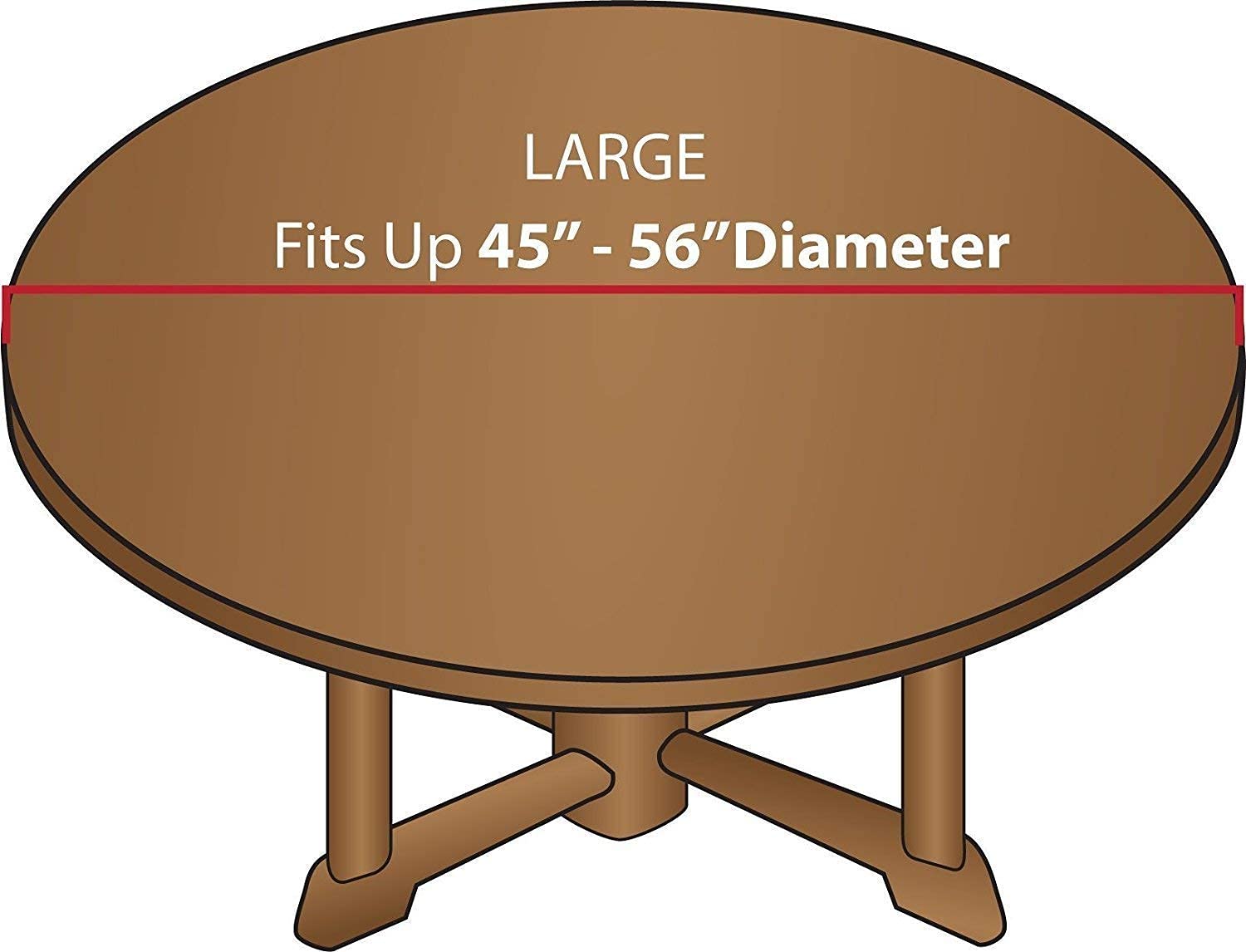 Covers For The Home Elastic Edged Flannel Backed Vinyl Fitted Table Cover - Multi-Color Geometric Pattern - Large Round - Fits Tables up to 45″ - 56” Diameter