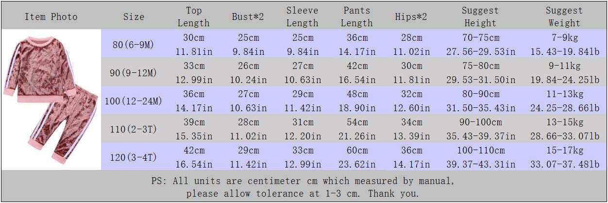 MYGBCPJS 2Pcs Fashion Toddler Baby Girl Velvet Sweatshirt Tops Pant Set Tracksuit