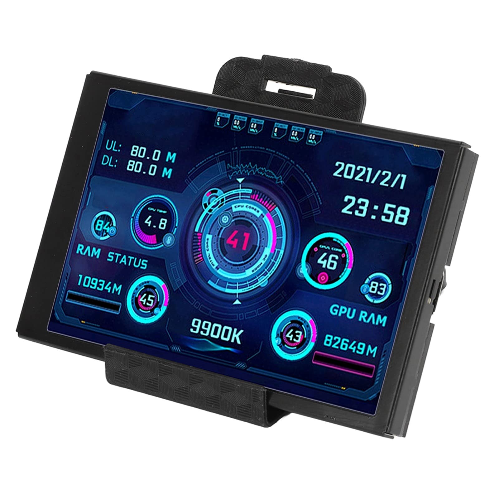 3.5 Inch Computer Temp Monitor, PC Sensor Panel Display PC Temperature Display IPS Full View Display Small Screen for AIDA64 PC CPU Hard Disk Data Monitor (Black)