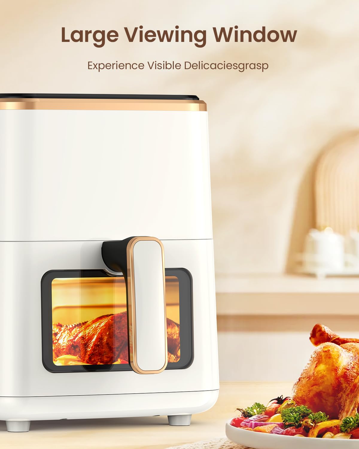VEWIOR Air Fryer, 5.3Qt Airfryer with Viewing Window, 7 Custom Presets Large Air Fryer Oven with Smart Digital Touchscreen,Non-stick and Dishwasher-Safe Basket