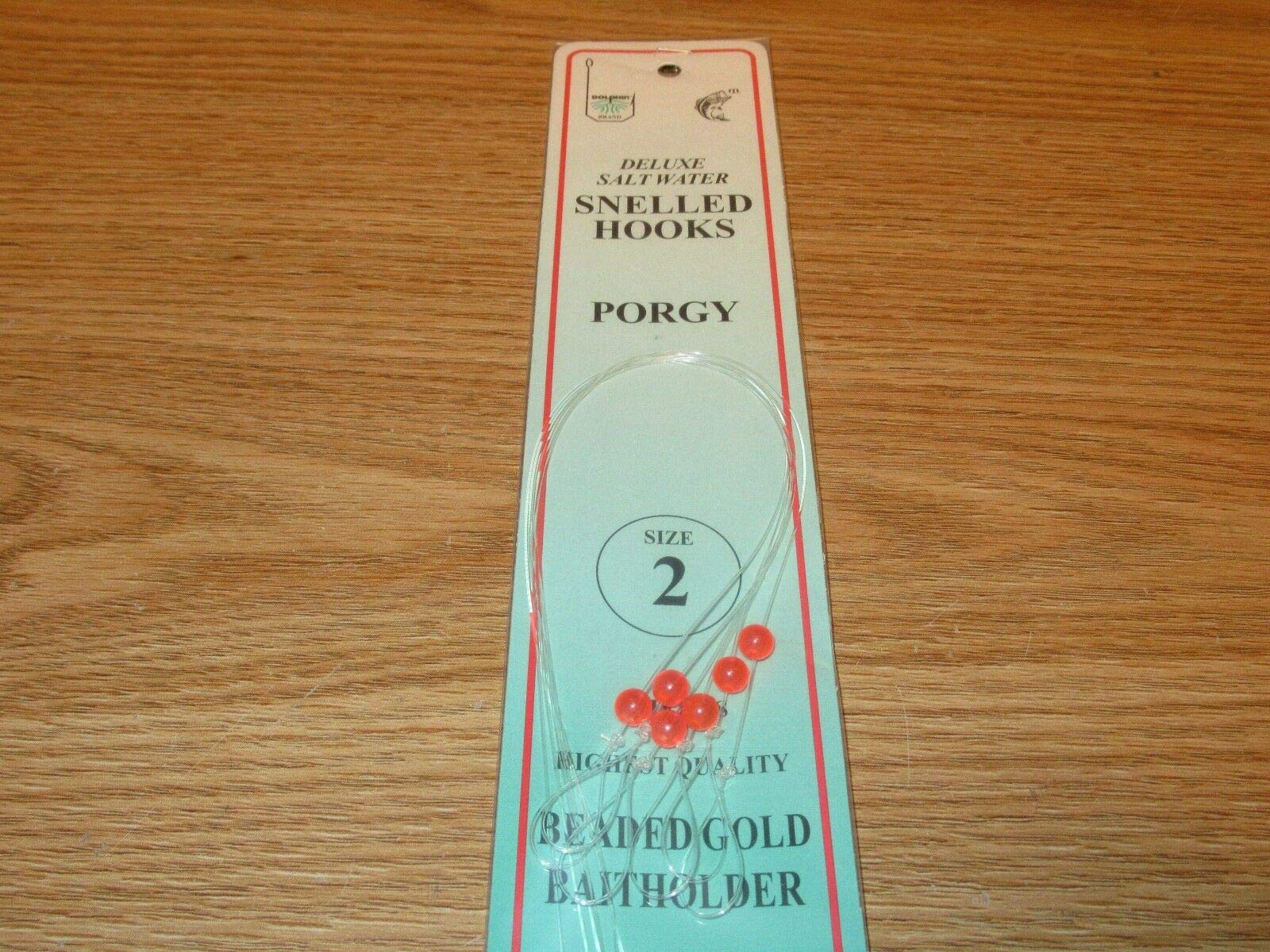 24 PKS Size 2 SNELLED Beaded Gold BAITHOLDER Hooks 144 Porgy SEA Fish Hooks