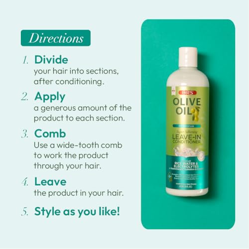 ORS Olive Oil Max Moisture Leave-In Conditioner with Rice Water and Electrolytes for Supercharged Hair Hydration 16.0 Ounce (1)