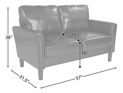 Flash Furniture Bari Upholstered Loveseat in Black LeatherSoft