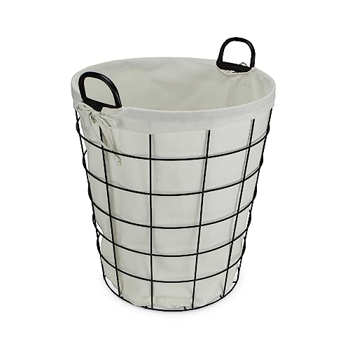 Cheung's 16S005 Lined Metal Wire Basket with Handles, Black