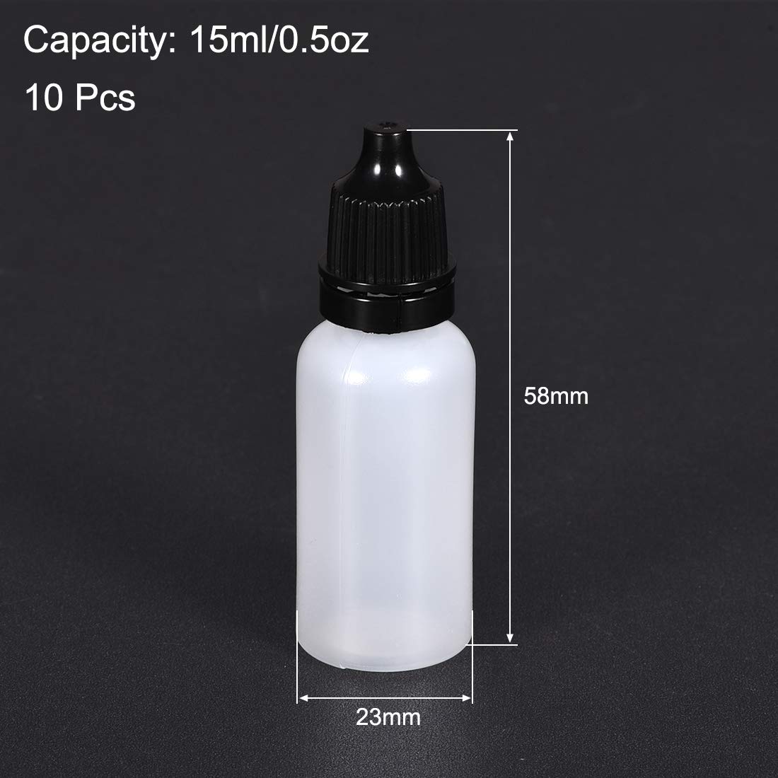 uxcell Plastic Dropper Bottles, 15ml/0.5 oz Empty Squeezable Dropper Bottle with Cap, Black, Pack of 10