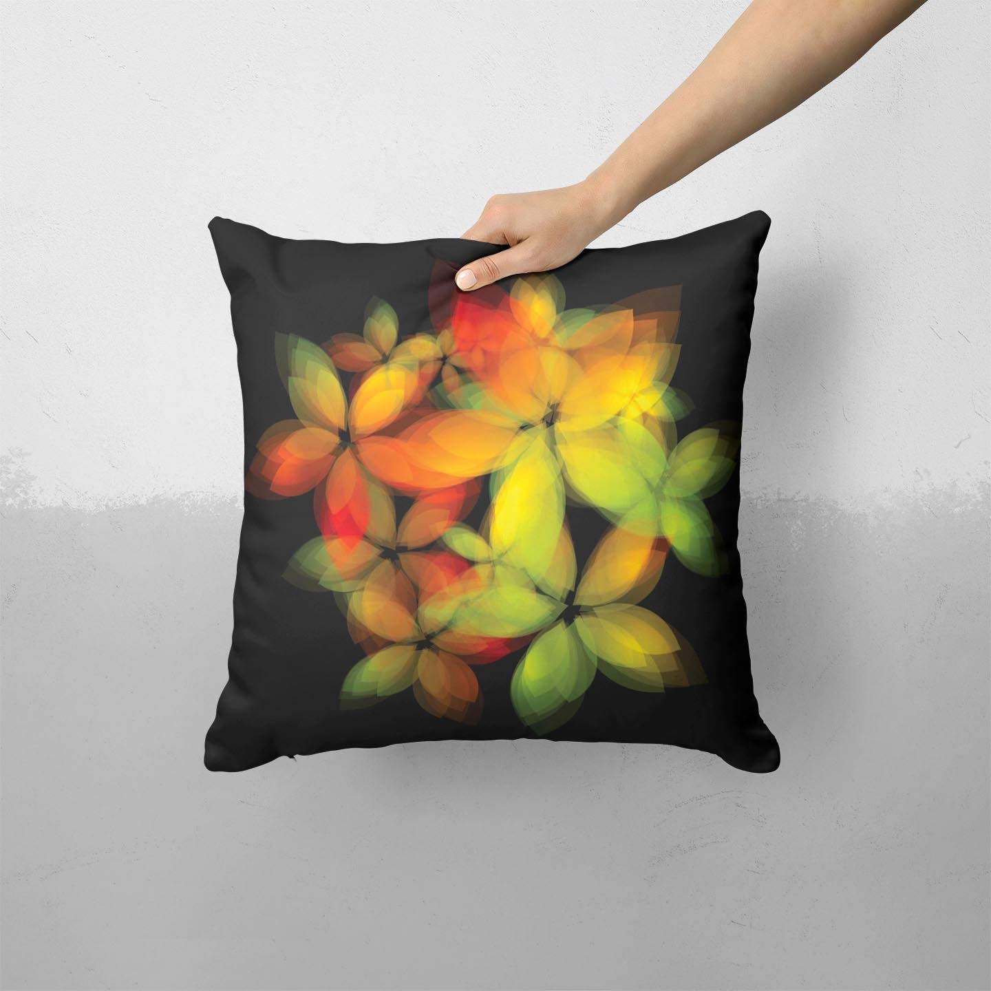 iiRov Neon Blurry Translucent Flowers - Custom Decorative Home Decor Indoor or Outdoor Throw Pillow Cover Plus Cushion Set for Sofa, Bed or Couch (Pillow CASE Cover Plus Cushion)