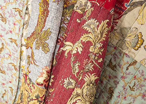 Chezmoi Collection Leslie 3-Piece Floral Patchwork Pre-Washed 100% Cotton Quilt Set, Queen