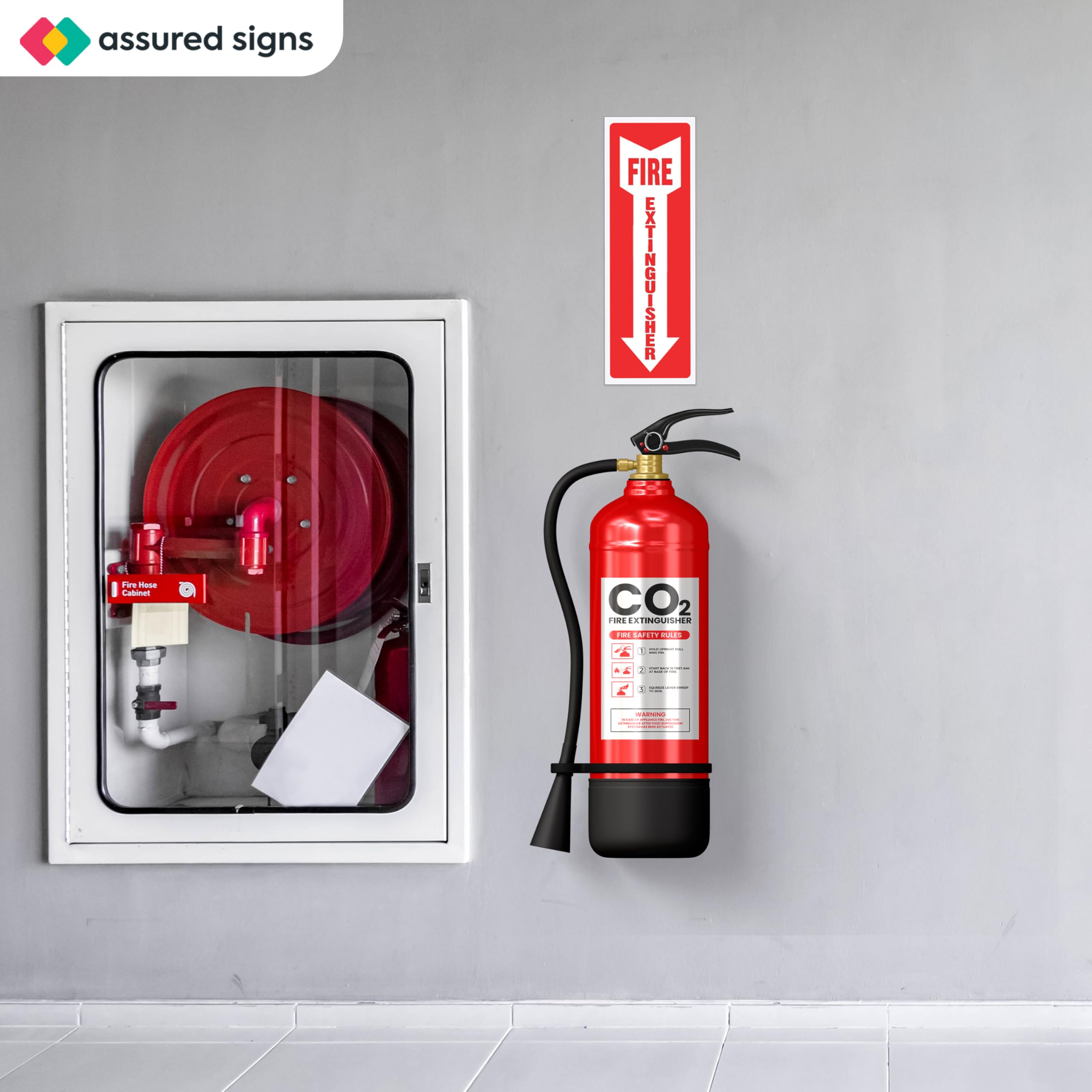 Fire Extinguisher Sign Sticker - 12 Pack - 4" X 12" - 5 Mil Vinyl - Bright Red White Colors - Durable Self Adhesive, Weatherproof, UV Protected - Ideal for Inside Office or Boat