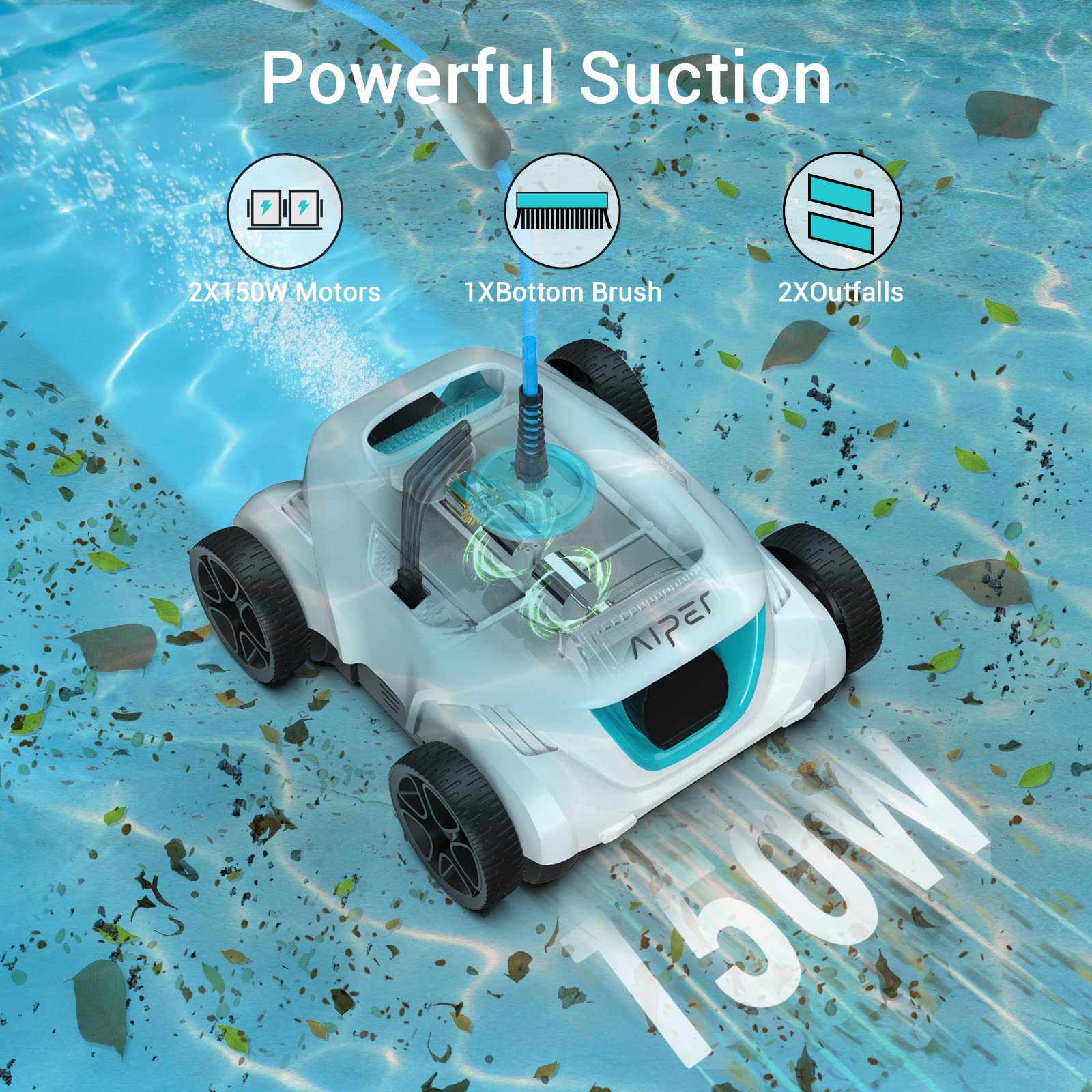 AIPER Robotic Pool Cleaner, Pool Vacuum for Above Ground Pools up to 33 Feet, Automatic Pool Vacuum with Dual-Drive Motors - Lightweight and Easy to Clean - Orca 800…