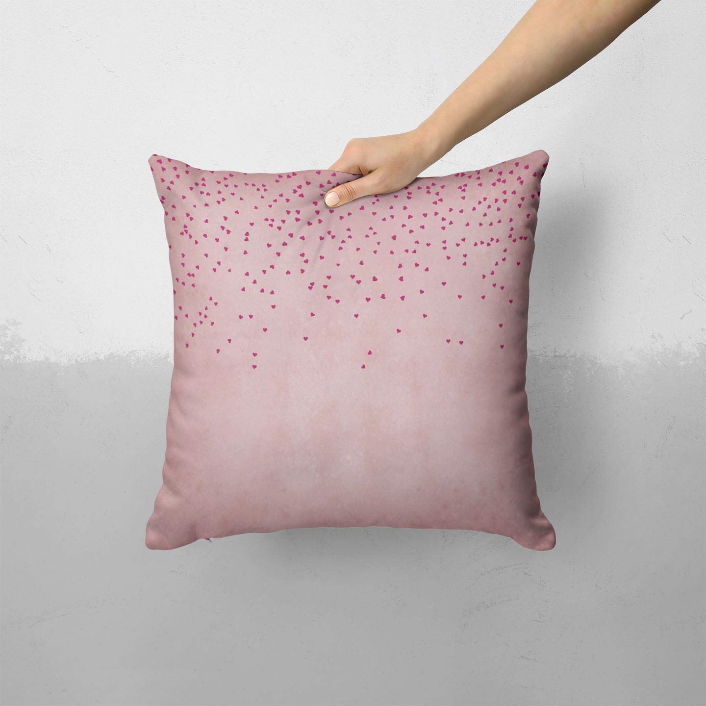 iiRov Mauve Hearts Over Pale Pink Watercolor - Custom Decorative Home Decor Indoor or Outdoor Throw Pillow Cover for Sofa, Bed or Couch Cushion (Pillow CASE Cover ONLY)