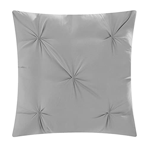 Chic Home 10 Piece Hannah Pinch Pleated, ruffled and pleated complete King Bed In a Bag Comforter Set Silver With sheet set