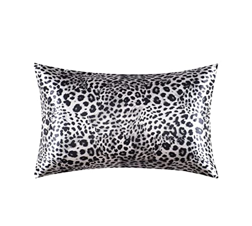 Alexandra's Secret Home Collection Satin Pillowcase for Hair and Skin, Pack of 2 - Feels Like Real Silk Pillow Cover - Satin Pillow Cases Set of 2 with Zipper Closure (Leopard Silver, Queen)