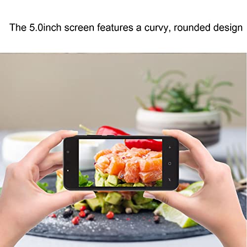 5.0Inch Unlocked Smartphone, 2GB RAM 16GB ROM, Support Face Recognition/WiFi/BT/FM/GPS, 8MP Front 8MP Rear Camera, 2G 3G Cell Phone for Android 10.1 (Black)