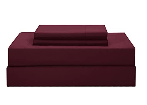 Chic Home Ayelet 10 Piece Comforter Set Color Block Ruffled Bag Bedding, Queen, Burgundy