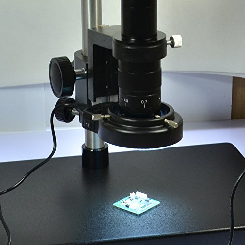 Black 144 LED Bulb Microscope Ring Light Illuminator Adjustable Bright Lamp + Adapter