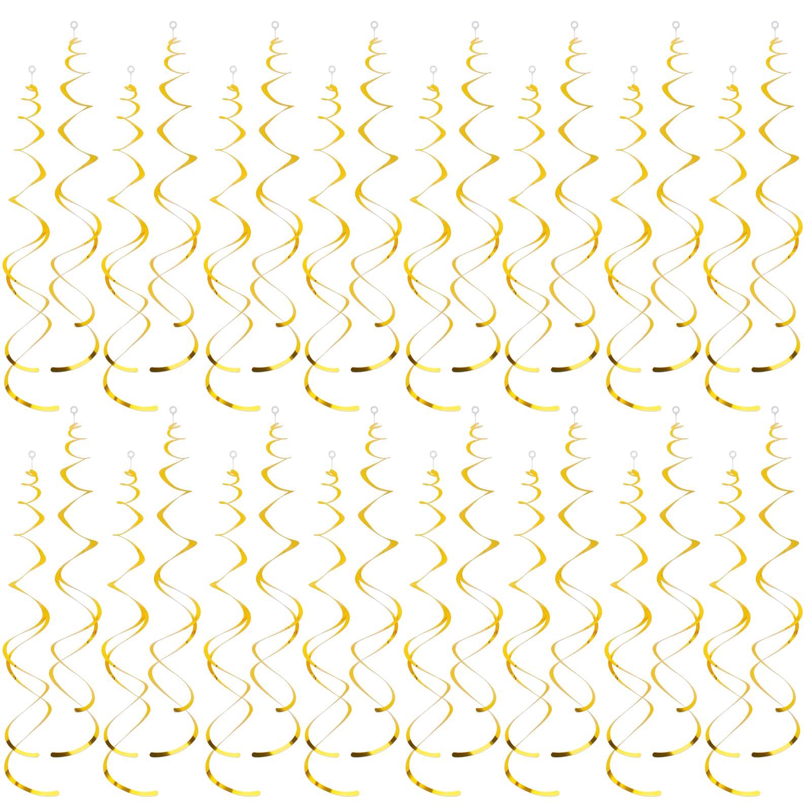 ORG 36 Pieces Party Ceiling Foil Swirl Decorations Hanging Plastic Streamer, Whirls Decorations for Wedding,Birthday,Graduation,Valenties Day,New Year,Baby Shower Party Decor (Gold)