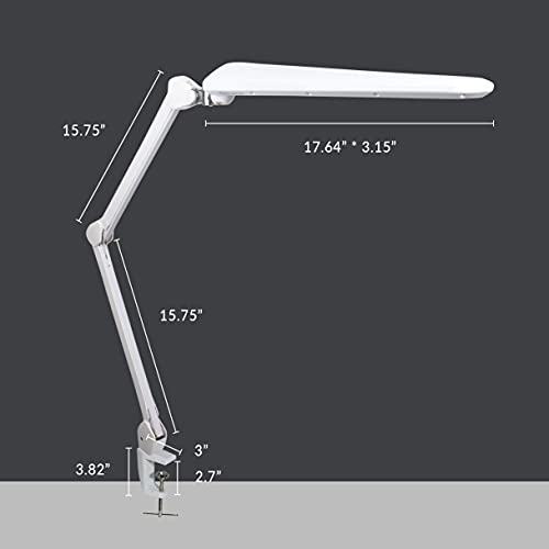 Neatfi Elite HD XL Task Lamp with Clamp, 90PCS SMD LED, 6000β7000K, Super Bright Desk Lamp, Eye-Caring, Non-Polar Dimming (17 Inches, White)