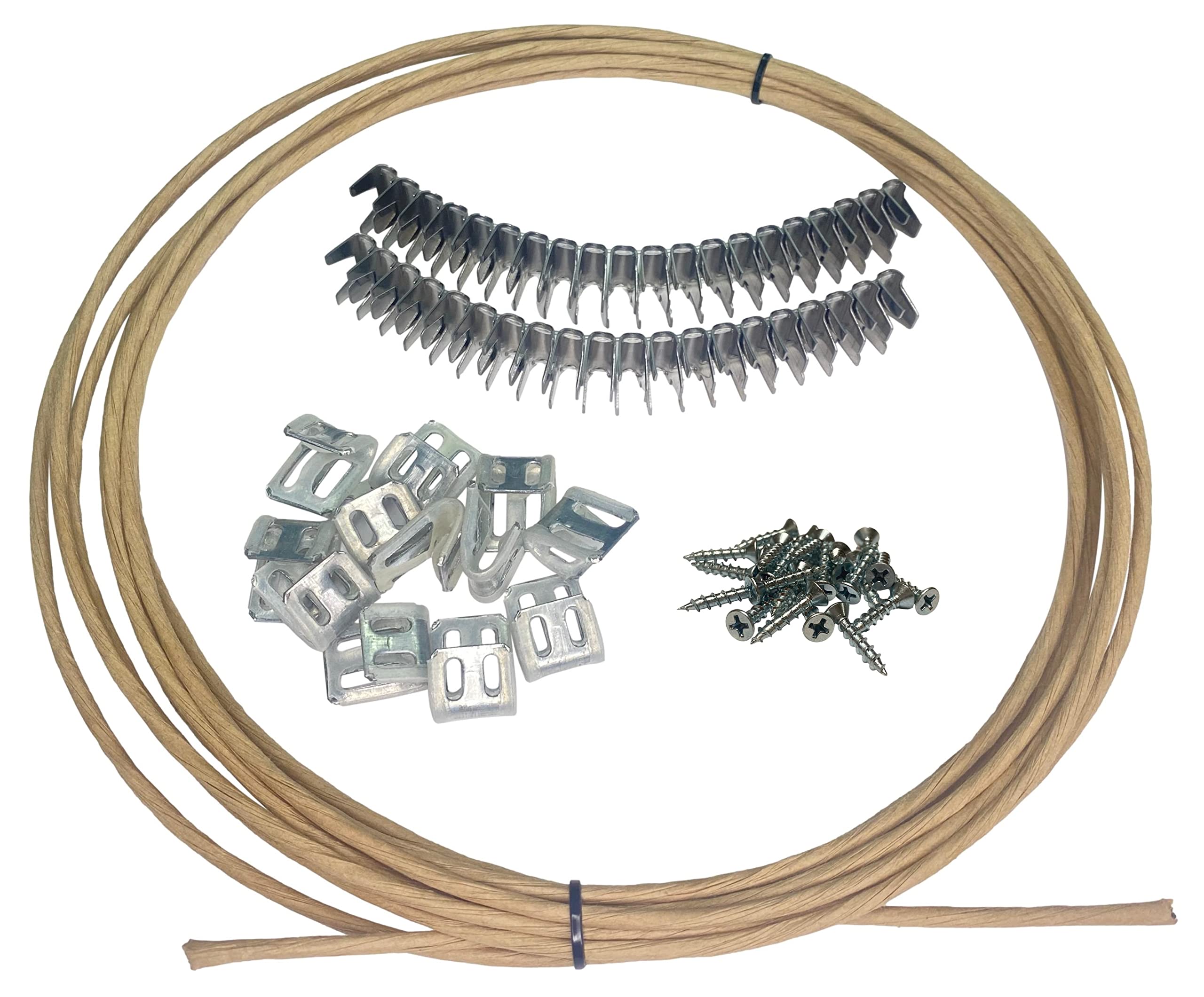 24" Inch Sofa Seat Replacement Coil with 25' Ft Spring Wire, 40 Stay Clips & 8 Upholstery Clips Repair Kit