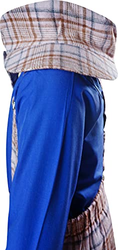 Toddler Boys Gentleman Ring Bearer Photo Formal Wear Vintage Knicker Suspender Bowtie Suit 5-pc Set Navy/Beige Plaid 4-5T