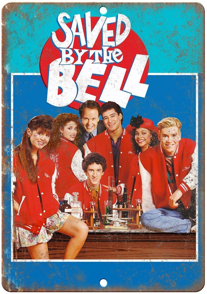 Keviewly Saved by The Bell Tin Signs Metal Poster Warning Sign Decor for Garage Home Garden Retro Tin Sign Wall Birthday Party Bar Cafe Kitchen