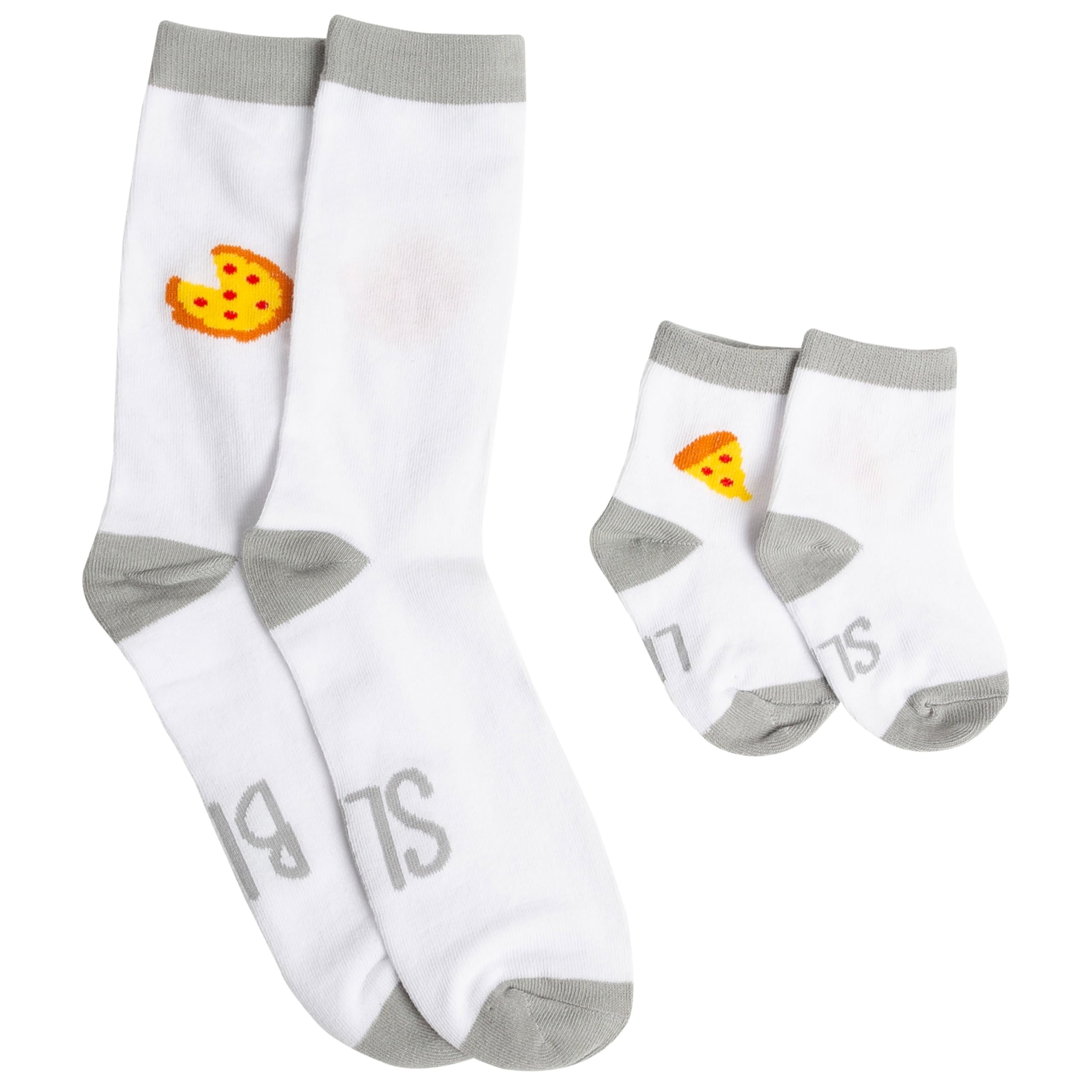 Pearhead Unisex Dad and Baby, Daddy + Me Pizza Slice Socks, One Size