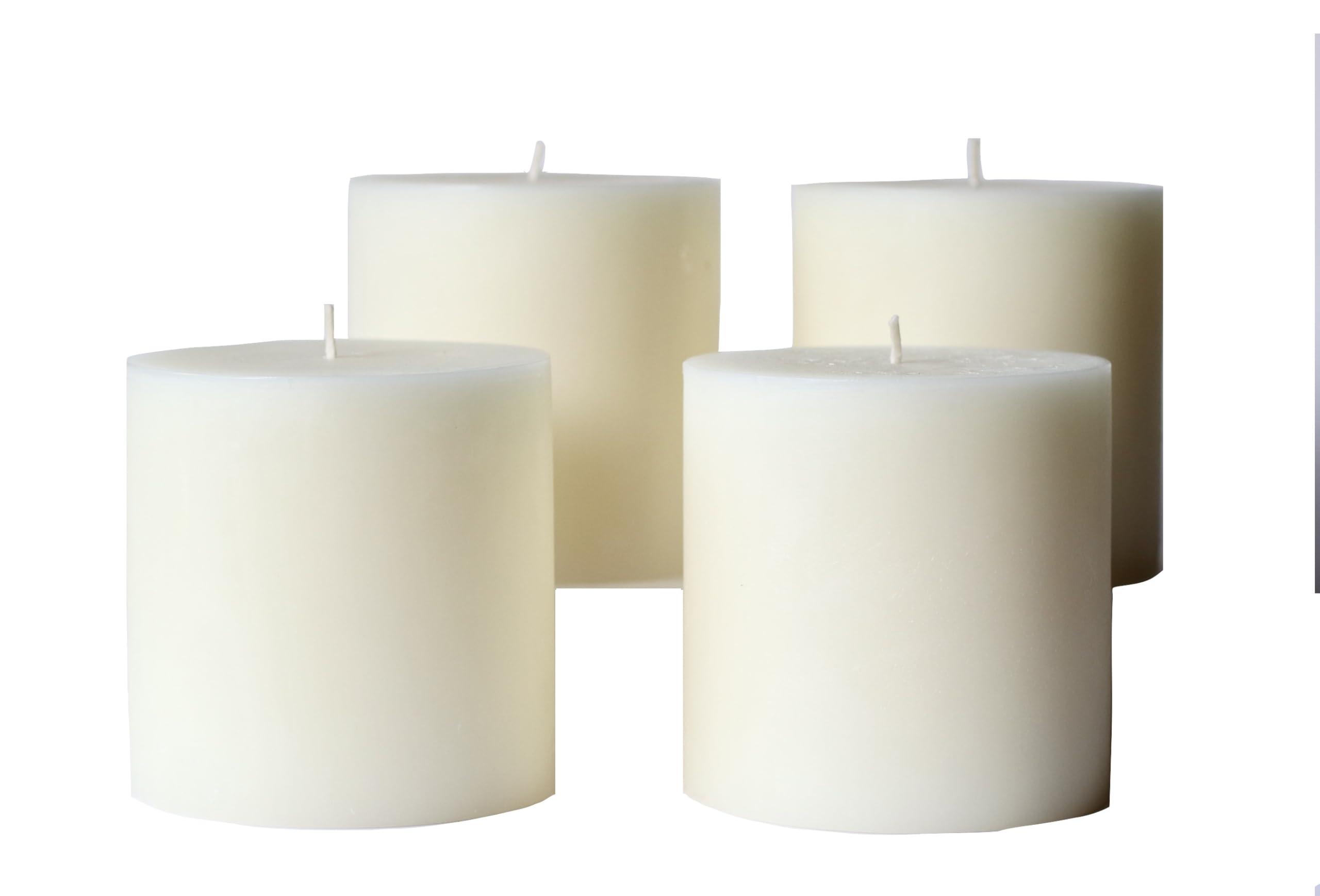 Ivory 4 x 4 by Modern Candle Design Large Unscented Pillar Candle Handmade in The USA (Set of 4)