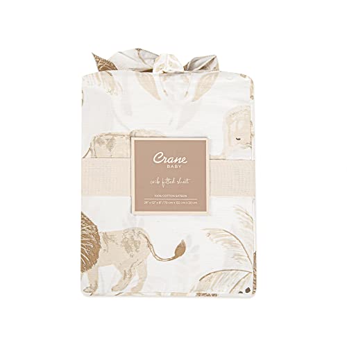 Crane Baby Soft Cotton Crib Mattress Sheet, Fitted Sheet for Cribs and Toddler Beds, Safari Animal, 28”w x 52”h x 9”d