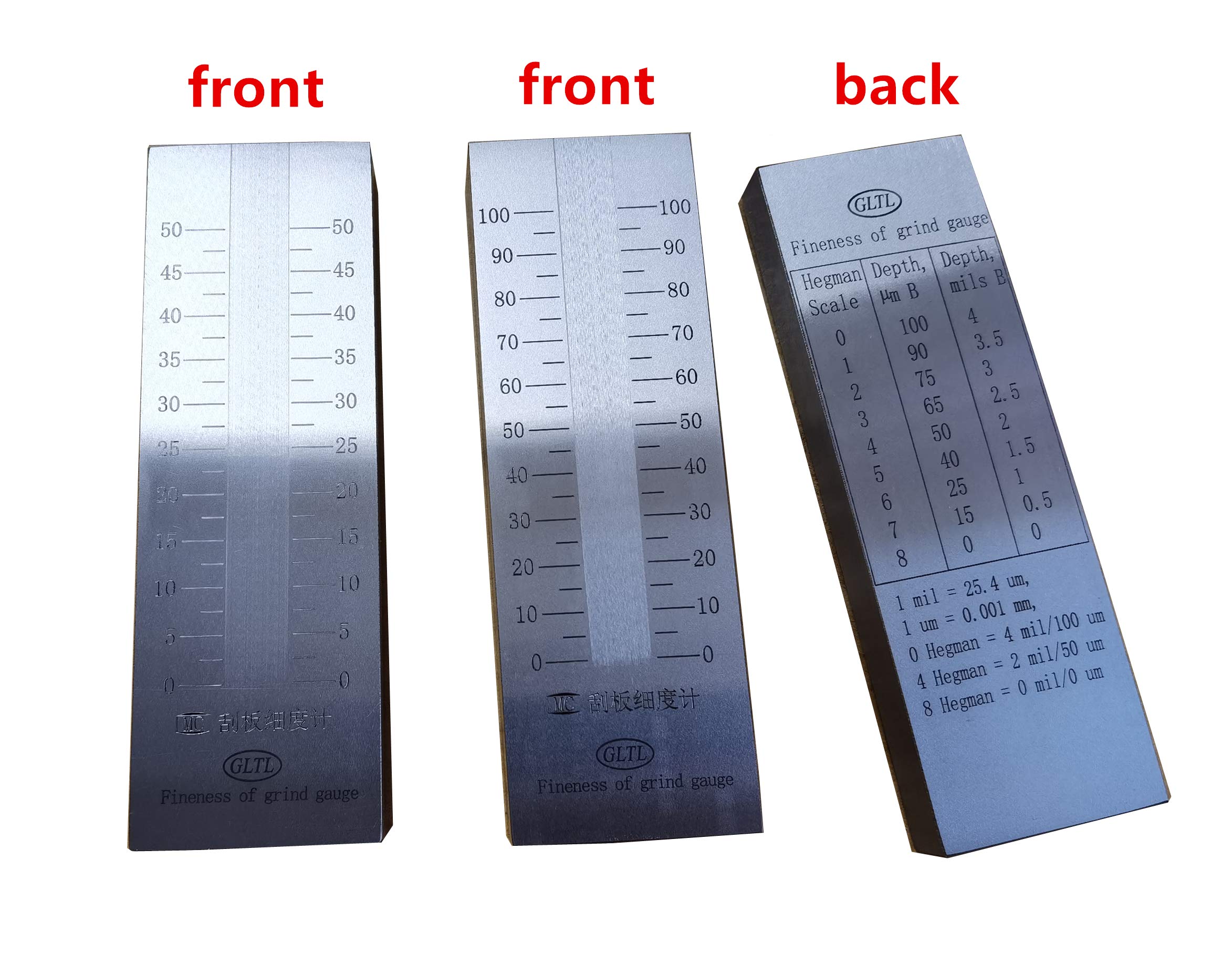 GLTL Fineness Gauge Grindometer Fineness of Grind ISO Standard one Channels 0-25/50/100/150um (0-50um)