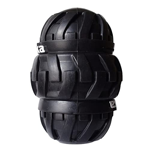 Tonka Tri-Stack Tread Feeder Dog Toy, Lightweight, Durable and Water Resistant, 4 Inches, for Medium/Large Breeds, Single Unit, Black