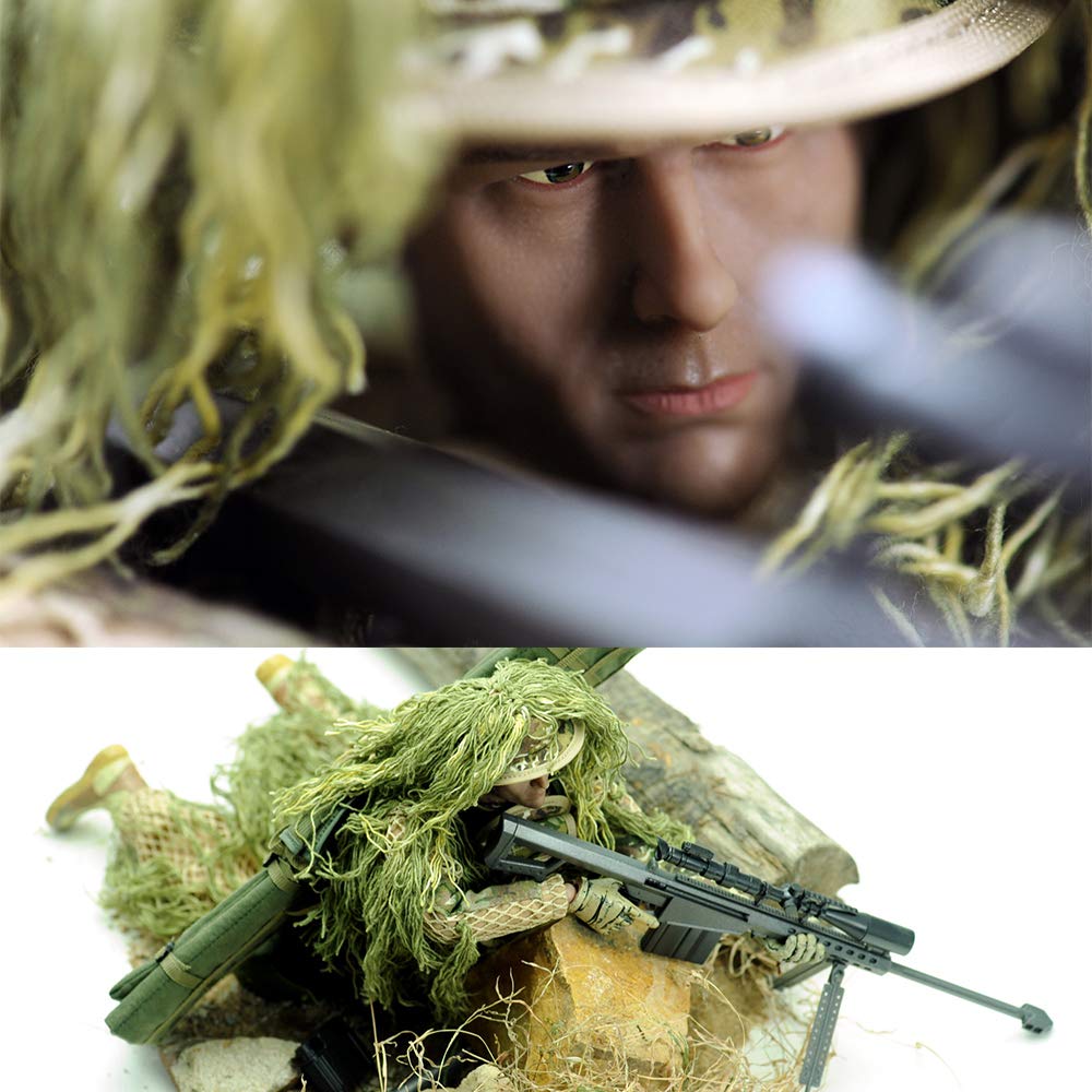 ViiKONDO 1/6 Scale Jungle Sniper Action Figure Toy Army Men 12inch Soldier Figurine Model Full Set Collection Weapon Accessories Military Fan Gift