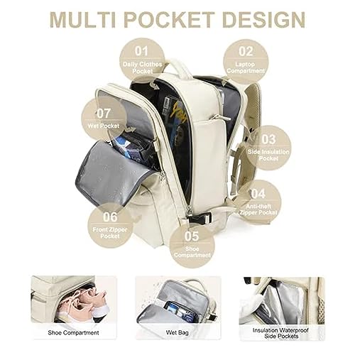 Alkyne Bidmanba Backpack, Large Travel Backpack Waterproof Hiking Rucksack, 15.6 Inch Laptop Backpack Grey College Backpack (Black)