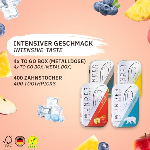 Wonder Toothpick - Flavored Toothpicks - Starterpack - 400 Infused Toothpicks with Natural Flavors - Fresh Breath On-The-Go