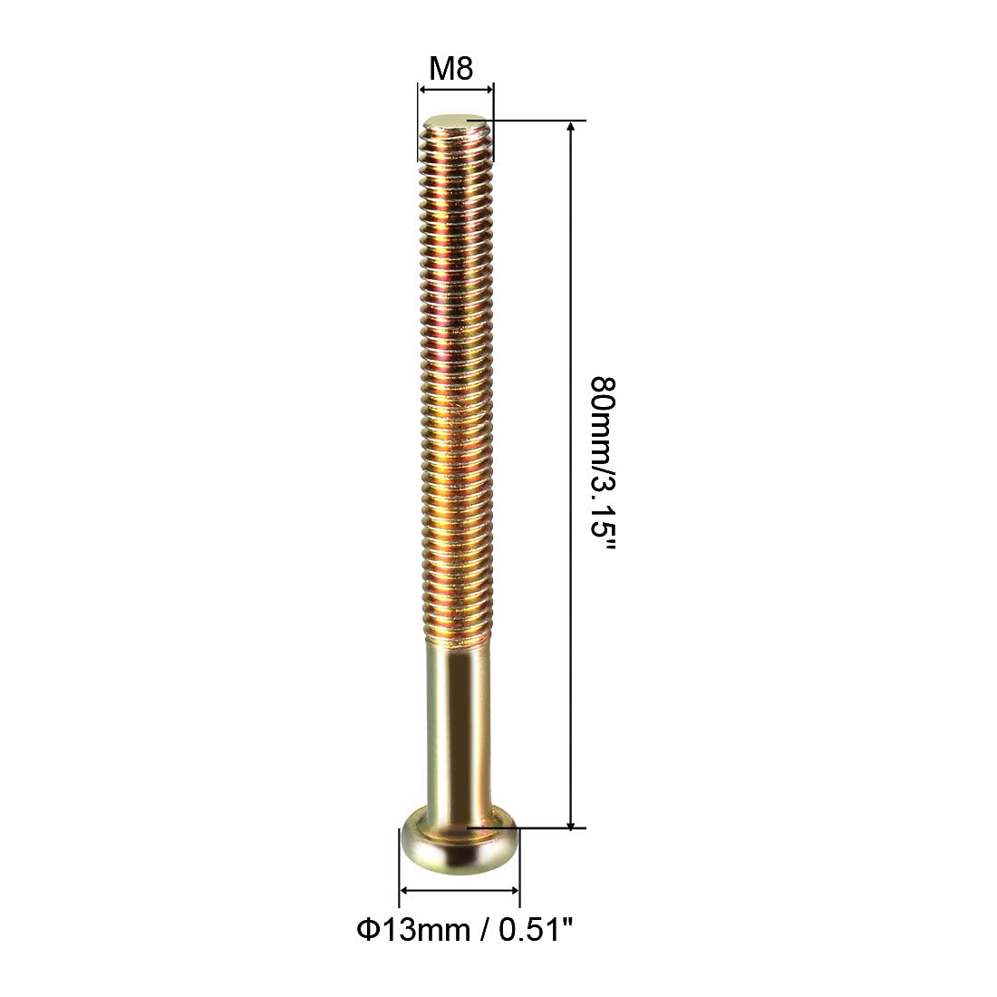 uxcell M8x80mm Furniture Screw Hex Socket Machine Screws Zinc Plated Fasteners Bolts Half Thread Carbon Steel 10Pcs