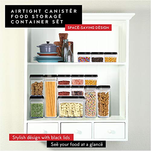 DWËLLZA KITCHEN Airtight Food Storage Containers with Lids – 6 Pieces All Same Size - Pantry Container for Spices, Candy, Nuts, Coffee and Tea, Clear Plastic BPA-Free, Keeps Food Fresh & Dry