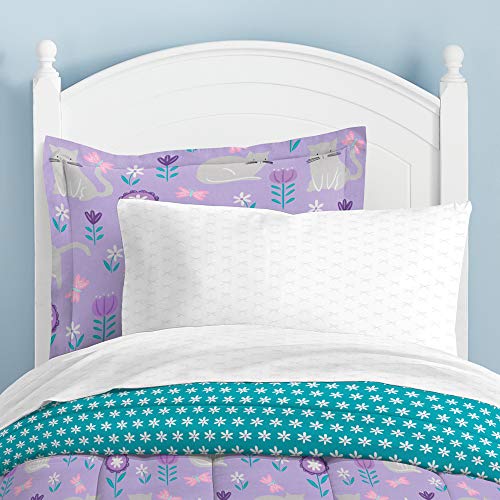 dream FACTORY Cat Garden Comforter Set, Twin, Gray,2A862601GY