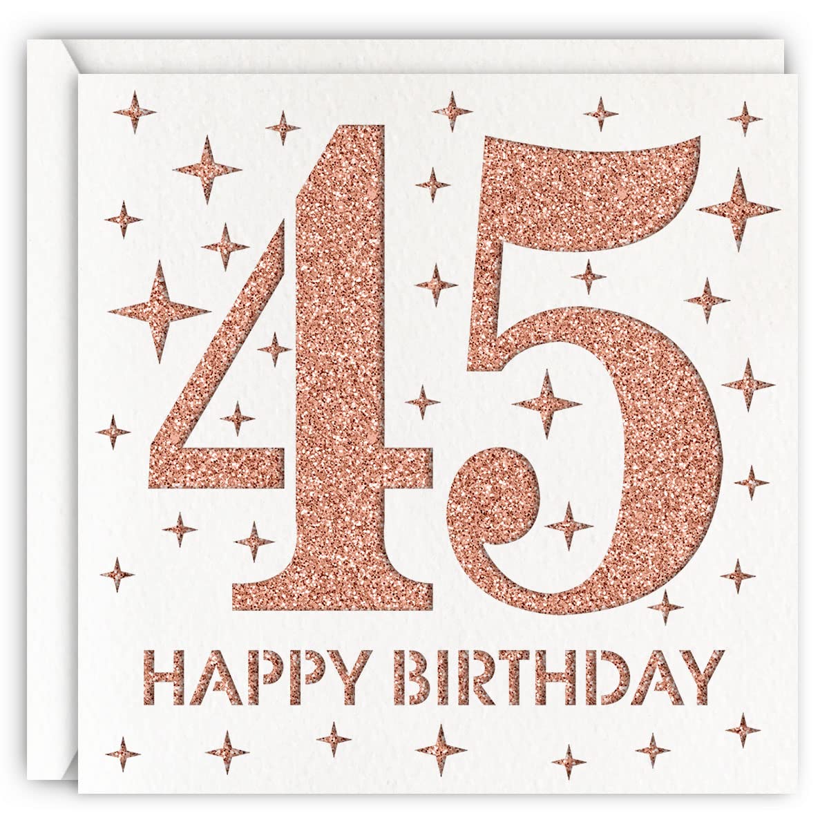 MAGJUCHE Rose Gold 45th Birthday Card, Laser Cut Glitter Woman Age 45 Birthday Gift For Mother, Wife, Sister