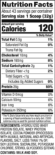 Dymatize ISO 100 Whey Protein Powder with 25g of Hydrolyzed 100% Whey Isolate, Fudge Brownie, 49 Ounce