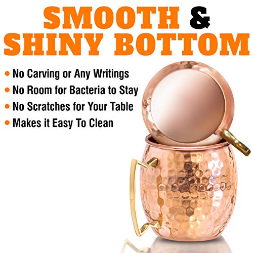 Benicci Moscow Mule Copper Mugs - Set of 2-100% HANDCRAFTED - Food Safe Pure Solid Copper Mugs - 16 oz Gift Set with BONUS - Premium Quality Cocktail Copper Straws, Straw Cleaning Brush and Jigger!