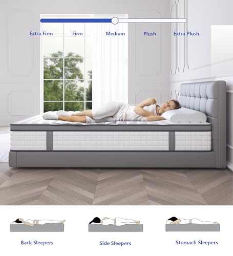 elitespace 10 Inch Memory Foam Hybrid Medium Firm Queen Mattress, Breathable Soft Pressure Relief