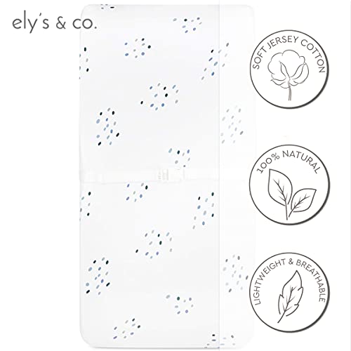 Ely’s & Co. Crib Sheet 1-Pack Combed Jersey Cotton for Baby Boy — (Blue Raindrops)