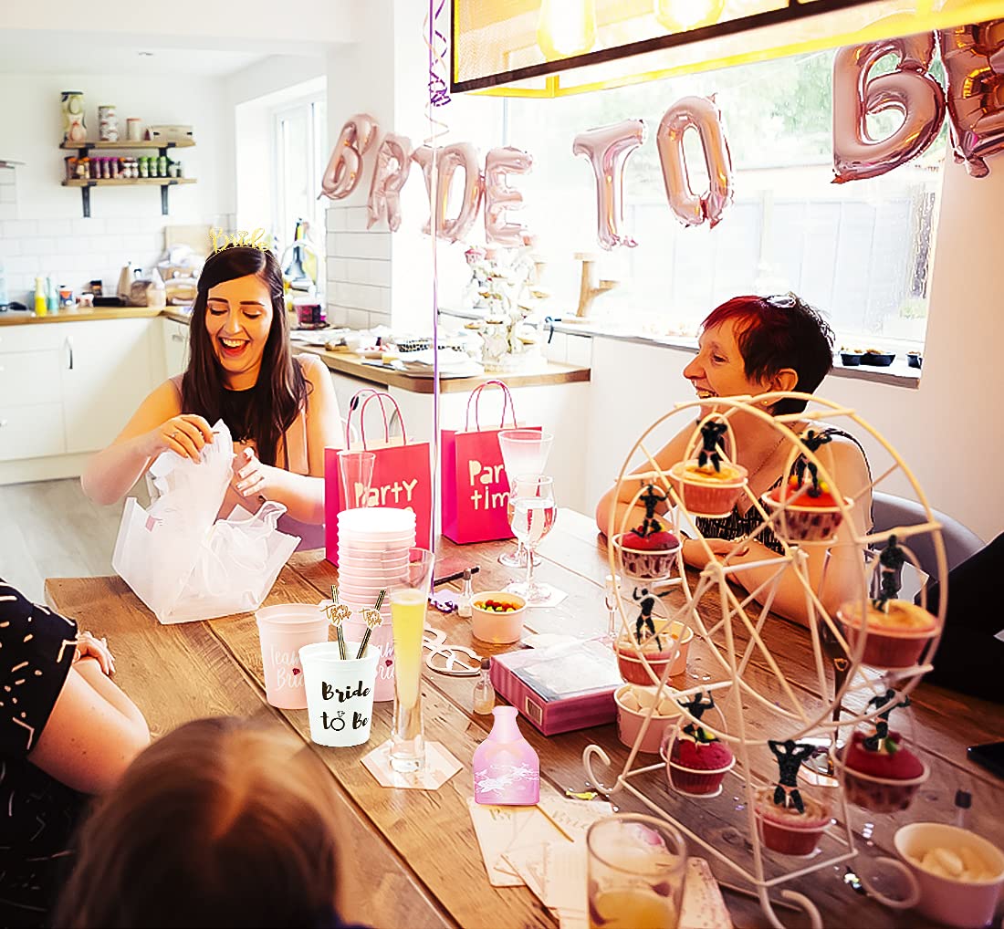 HIPEEWO Bachelorette Party Decorations, Bridal Shower Decorations Including Photo Props, Table Runner, Veil, Headband, Banner, Cups, Sash, Balloons, Topper, Sticker, Bride Bachelorette Party Supplies