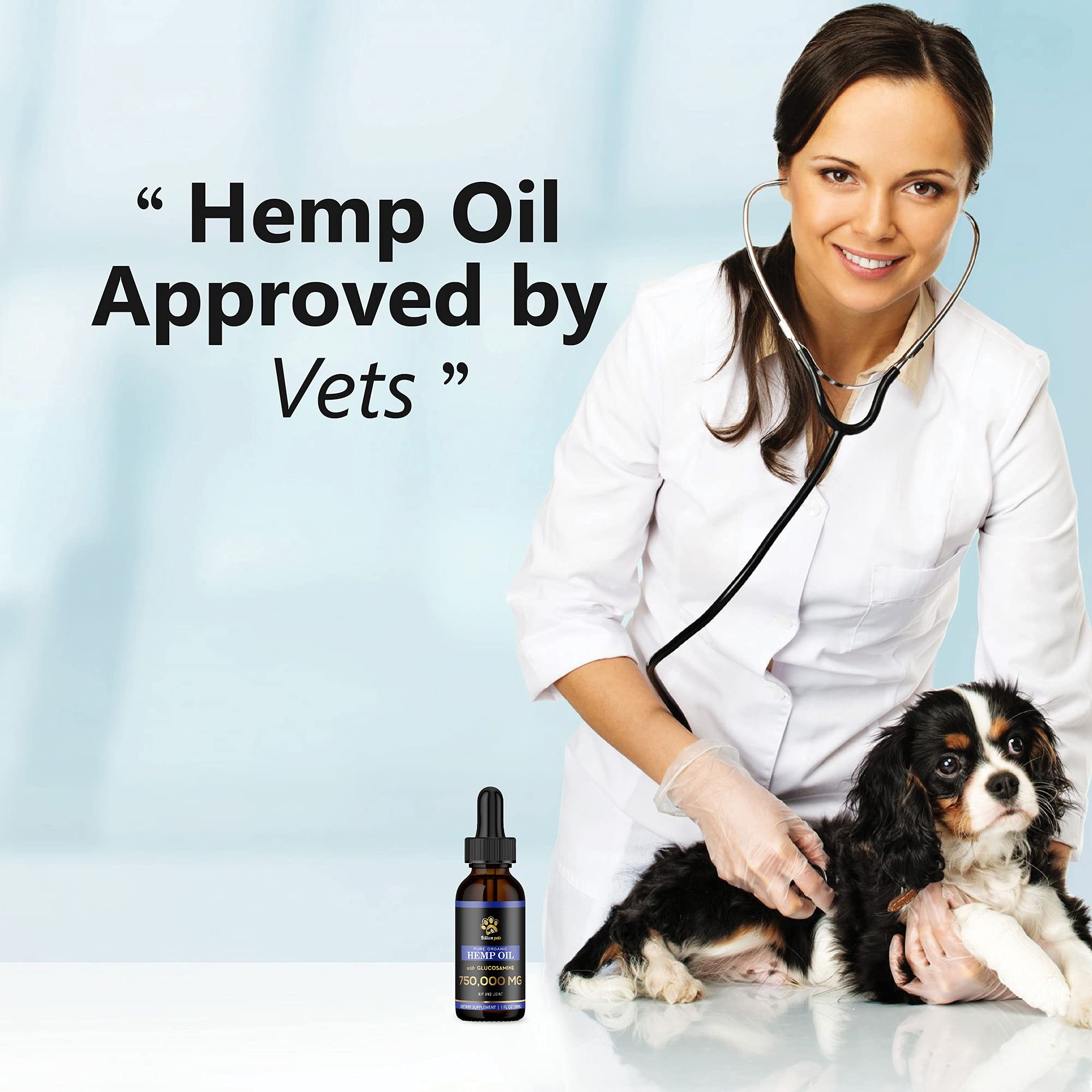 Billion Pets Hemp Oil for Dogs and Cats – Pure Organic Extract Calming Aid Drops with Glucosamine for Hip Support, Immune Function, Balanced Mood and Skin Health