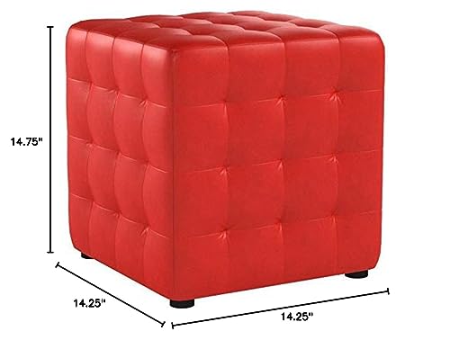 Baxton Studio Siskal Modern Cube Ottoman, Red, Set of 2