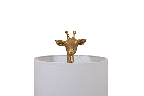 Creative Co-Op Resin Giraffe Table Lamp with Linen Shade, Distressed Gold