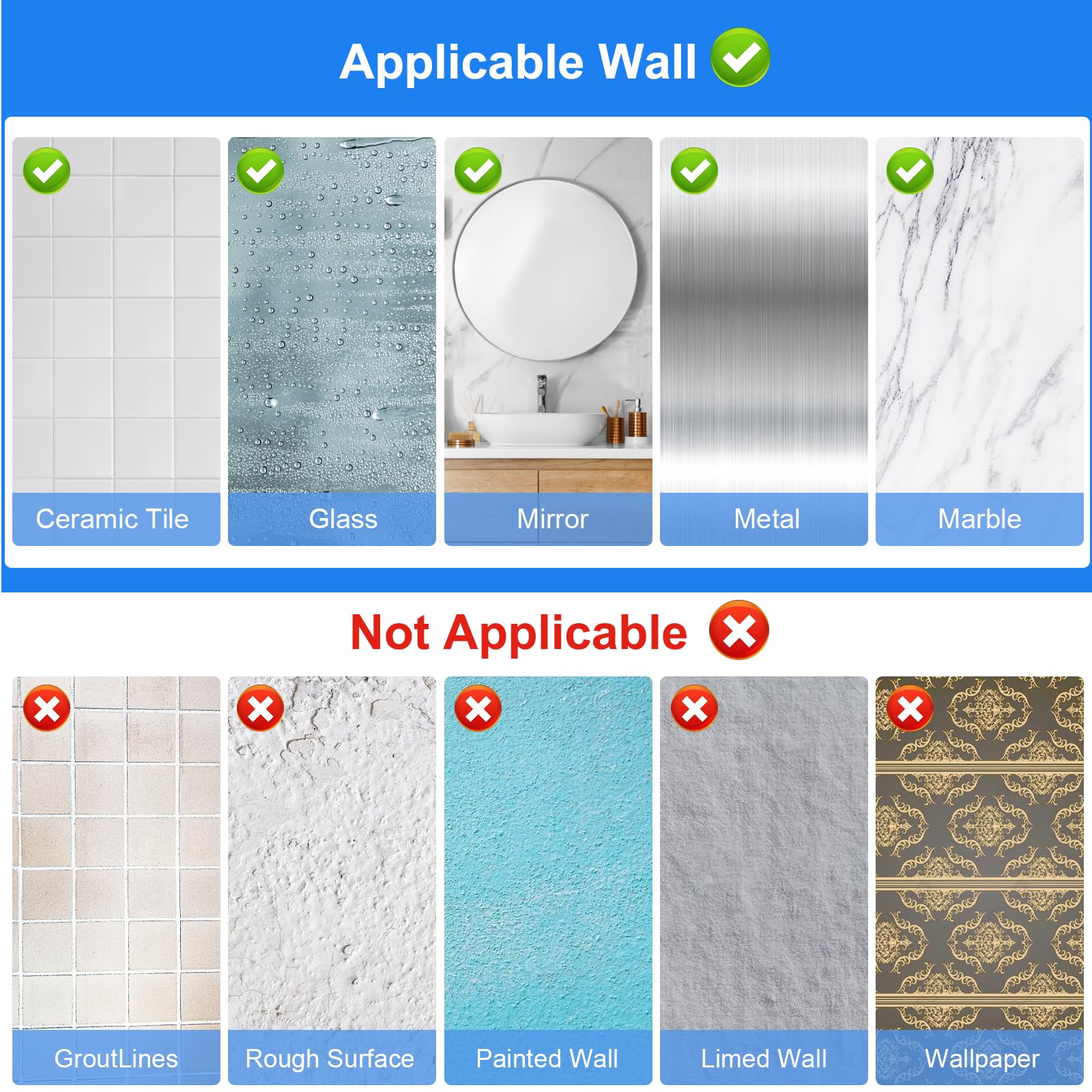 Diesisa 2pc Acrylic Wall Mount Organizer, Adhesive Shelf, Bathroom Shelves for Wall, Self Adhesive Organizer, No Drilling Hang Walls,with Self Adhesive Tape, for Bathroom, Kitchen, Living Room