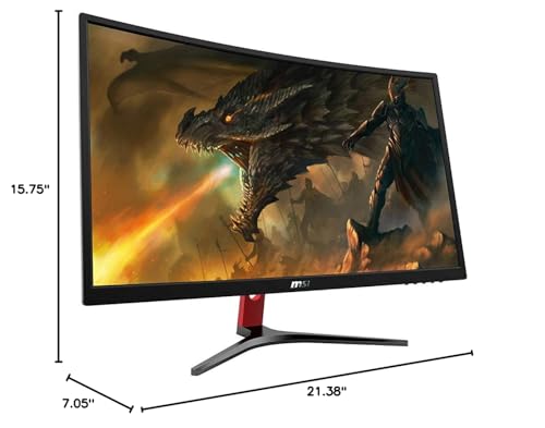 MSI OPTIXG24C Full HD FreeSync Gaming Monitor 24" 1920 x 1080 144Hz Refresh Rate Bundle with 2.4GHz Wireless Backlit Keyboard Smart Remote, 2X 6FT HDMI 2.0 Cable and Microfiber Cleaning Cloth